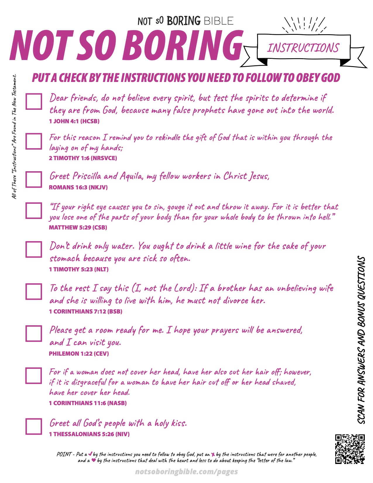Instructions - Not So Boring Bible